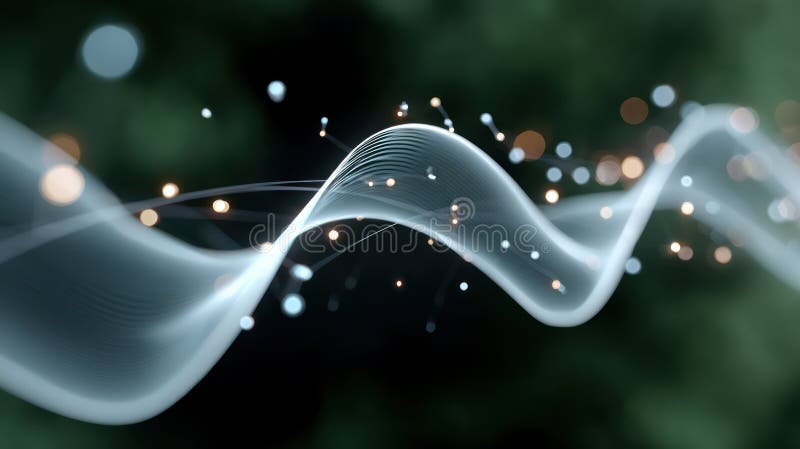Quantum Particles Floating in Abstract Energy Wave Motion Stock Photo ...