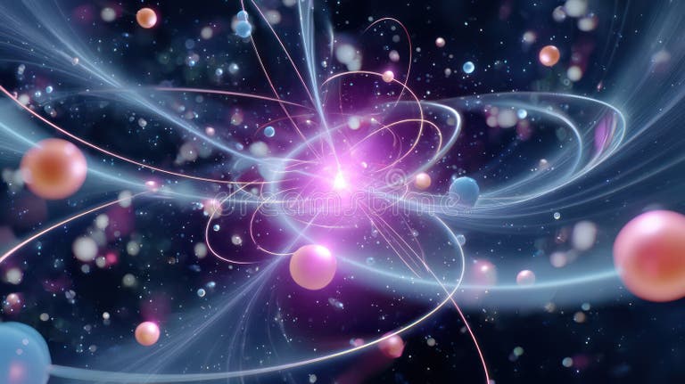 Quantum Particles Floating in Abstract Energy Wave Motion Stock Photo ...