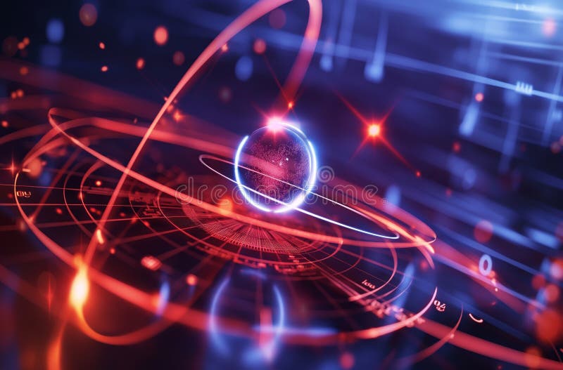 Quantum particles orbiting stock image. Image of futuristic - 311863477