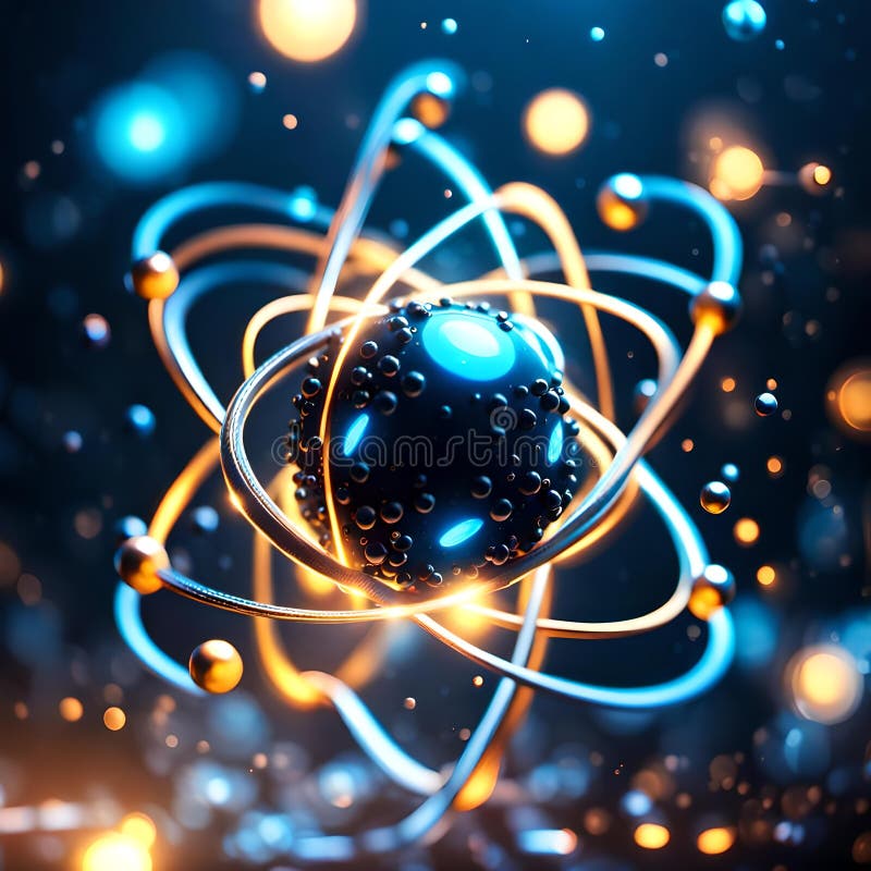 Quantum Physics Concept of Atoms Interactions Stock Illustration ...