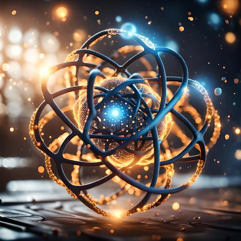 Quantum Physics Concept of Atoms Interactions Stock Illustration ...