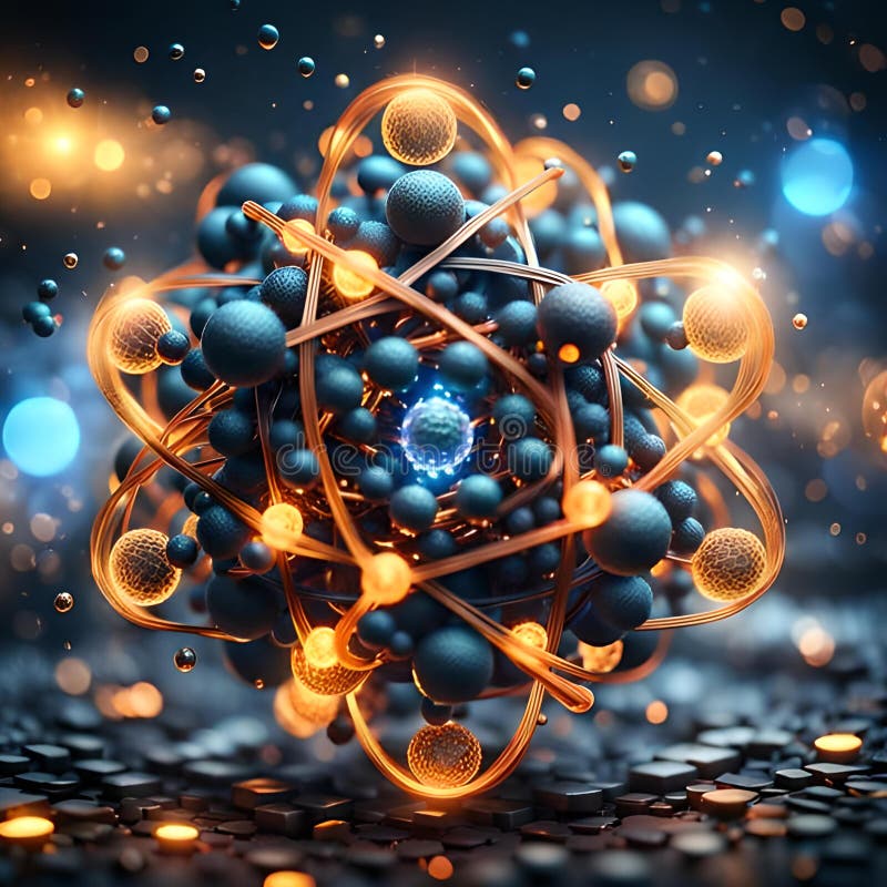 Quantum Physics Concept of Atoms Interactions Stock Illustration ...