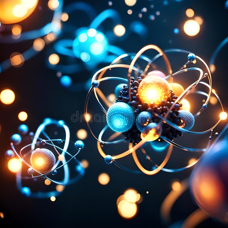 Quantum Physics Concept of Atoms Interactions Stock Illustration ...