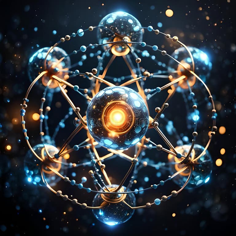 Quantum Physics Concept of Atoms Interactions Stock Illustration ...