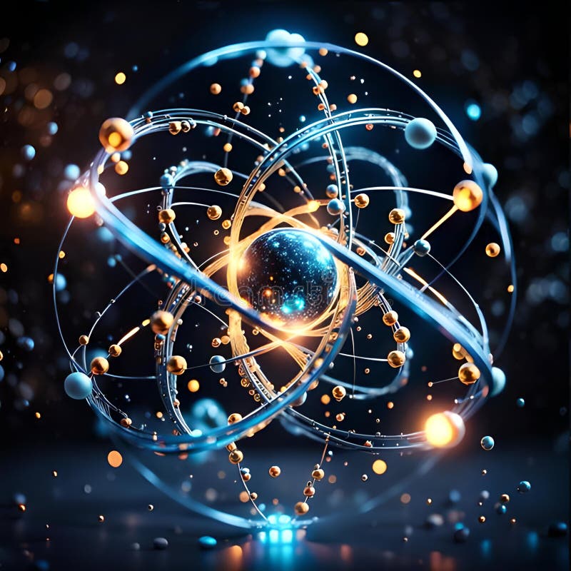 Quantum Physics Concept of Atoms Interactions Stock Illustration ...