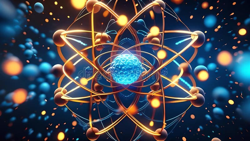 Quantum Physics Concept of Atoms Interactions Stock Illustration ...