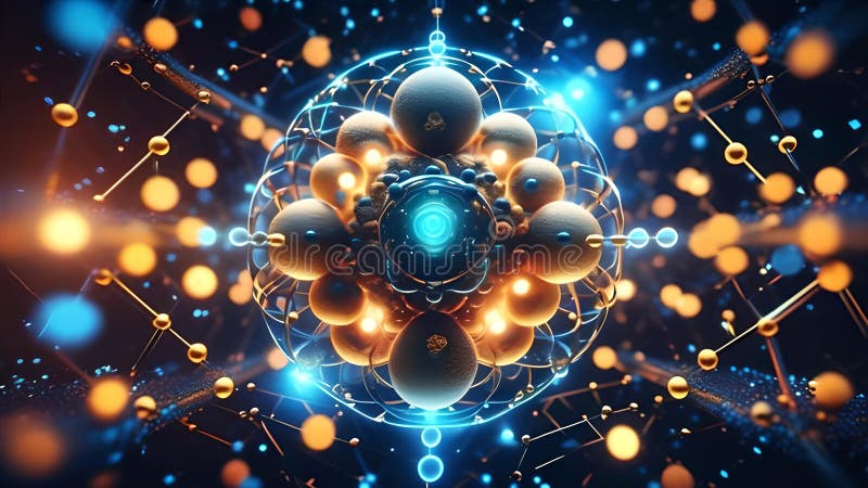 Quantum Physics Concept of Atoms Interactions Stock Illustration ...