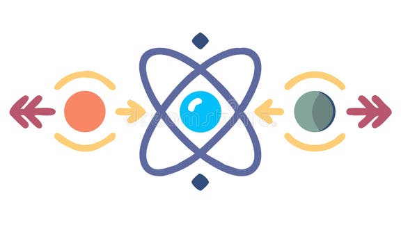 Quantum Physics Icon: Atomic Structure Energy Transfer, Vector Design ...