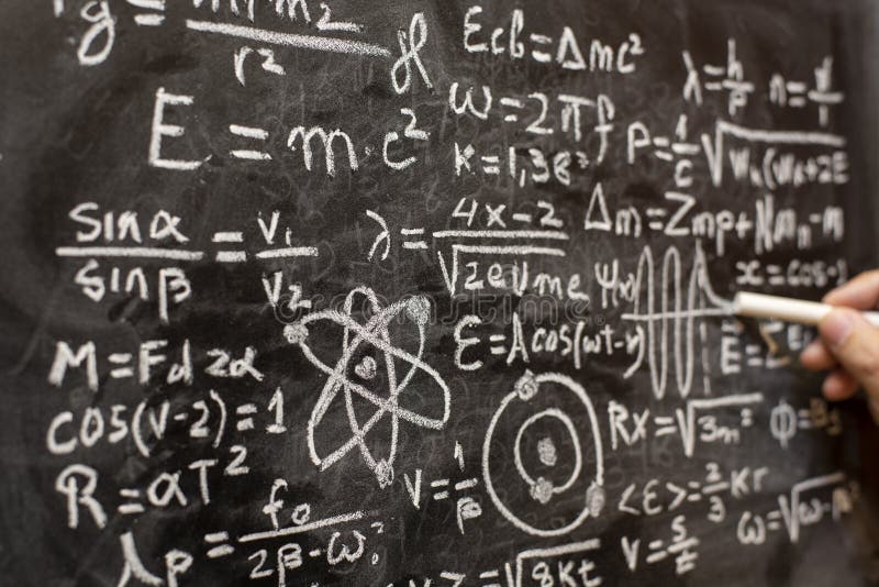 Quantum Physics Formulas Written on a Blackboard Stock Photo - Image of ...