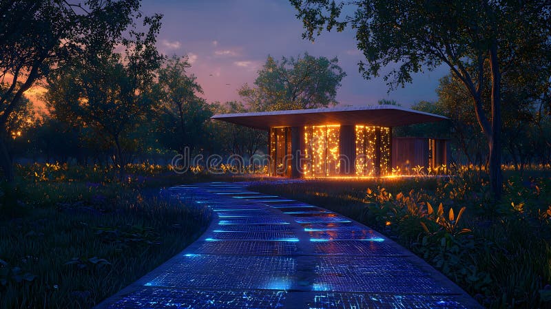 Quantum Powered Environmental Hub in Nature Stock Illustration ...