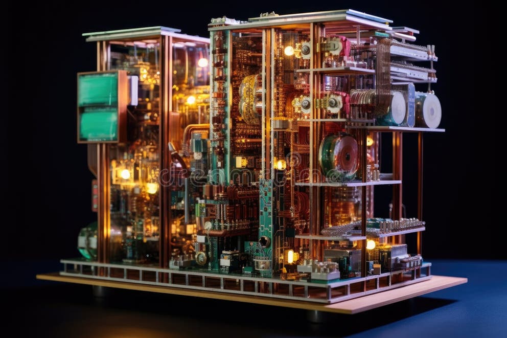 Quantum Processing Unit with Intricate Wiring Stock Illustration ...