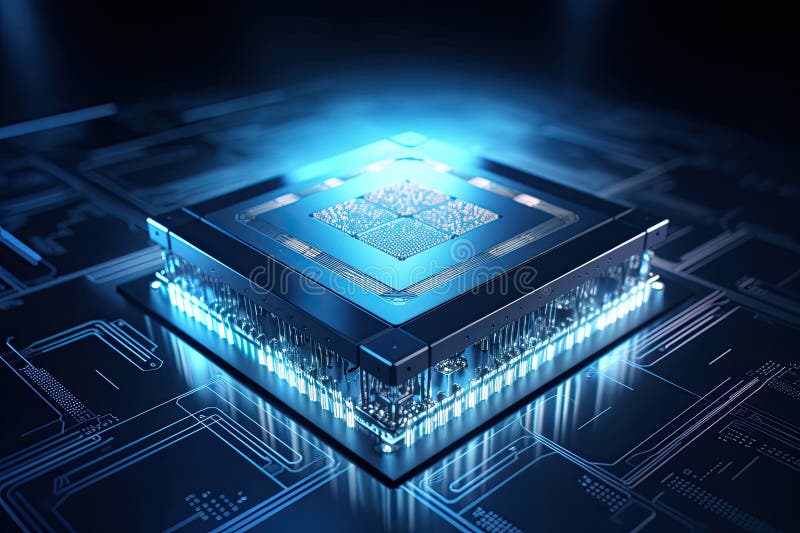 Quantum Processor on Circuit Board. Generative AI Stock Illustration ...
