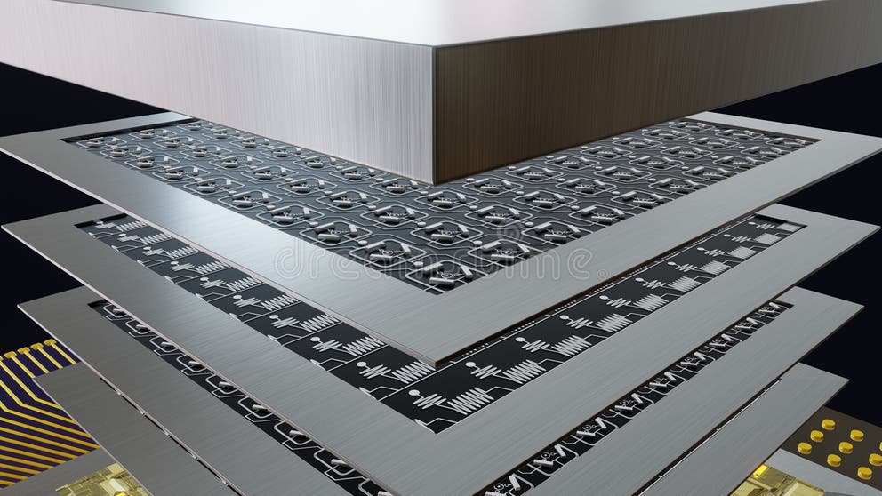 Quantum Processor Close Up View Concept with Quantum Qubits Circuit ...
