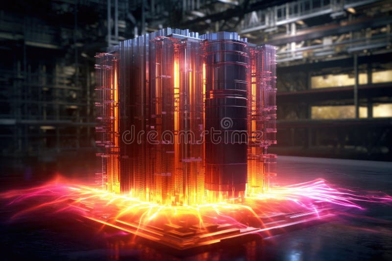 Quantum Processor Core with Light Trails and Data Flow Stock ...