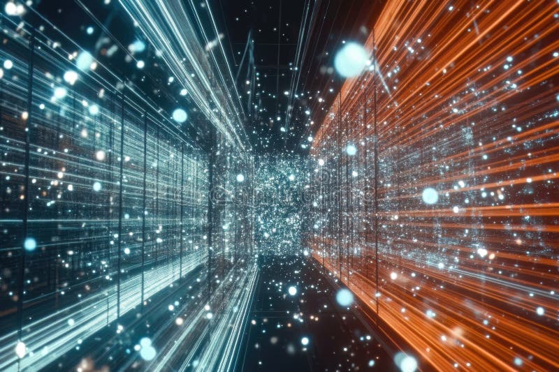 Quantum Processor, Data Streams and Pulses Stock Illustration ...