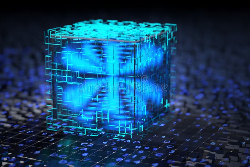 Quantum Processor in the Global Computer Network. 3d Render Stock ...