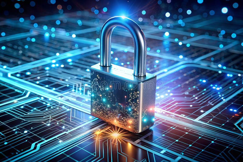 Quantum-Resistant Lock – Sci-Fi Padlock with Quantum Particles Stock ...