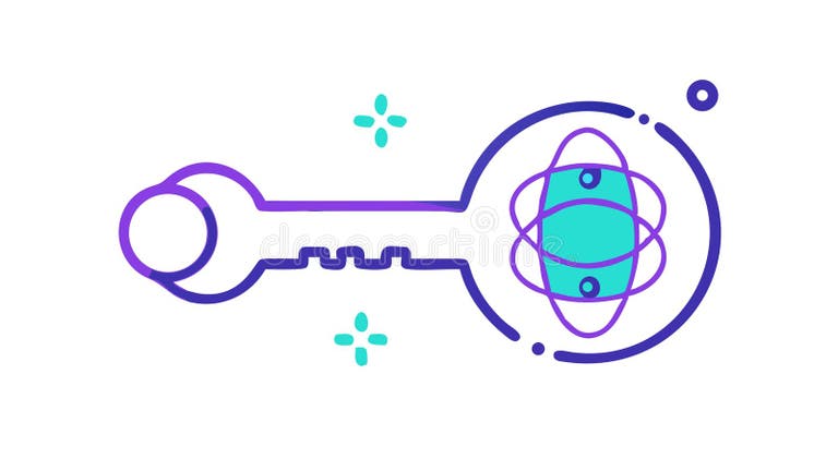 Quantum Science Key Icon with Atom Symbol, Vector Design Generative AI ...