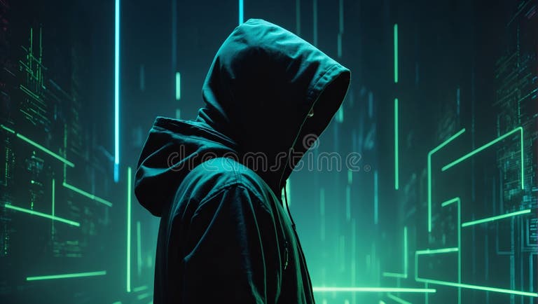 Quantum Shadows: Cybernetic Code Whispers. Generative AI Stock ...