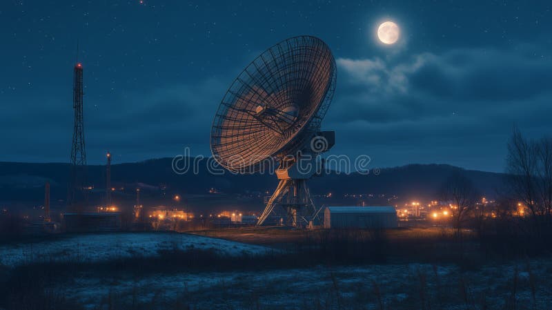 Quantum Signal Reception Night Satellite Dish Array Stock Photos - Free ...