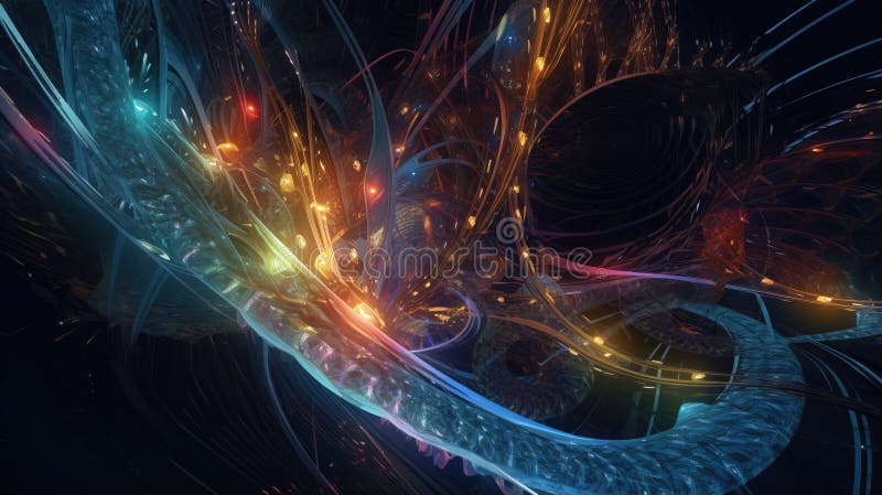 Quantum Space Explosion, Colorful Lines Abstract Scientific ...