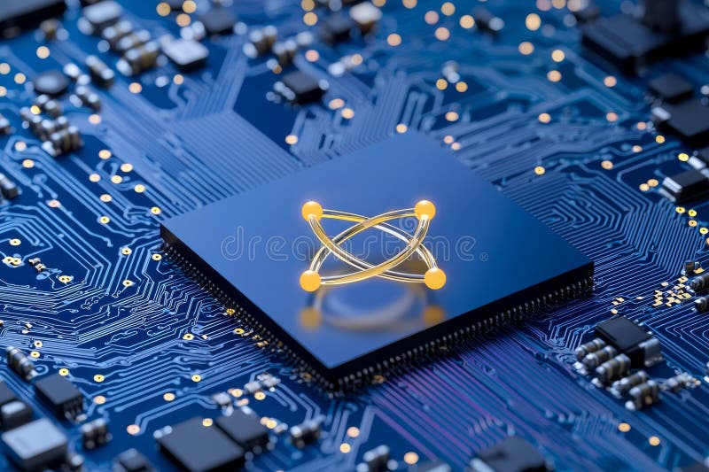 A Quantum Supercomputer and Internet of Things Concept. a Stock Circuit ...