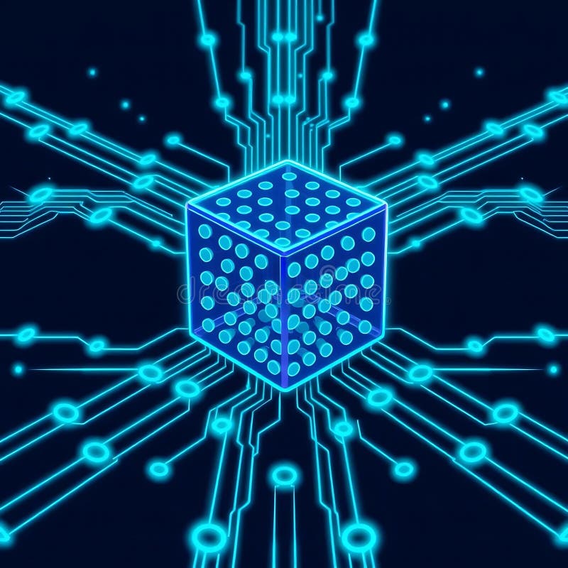 Computer Engineer Male Character Pointing on Atom Symbol at Huge ...