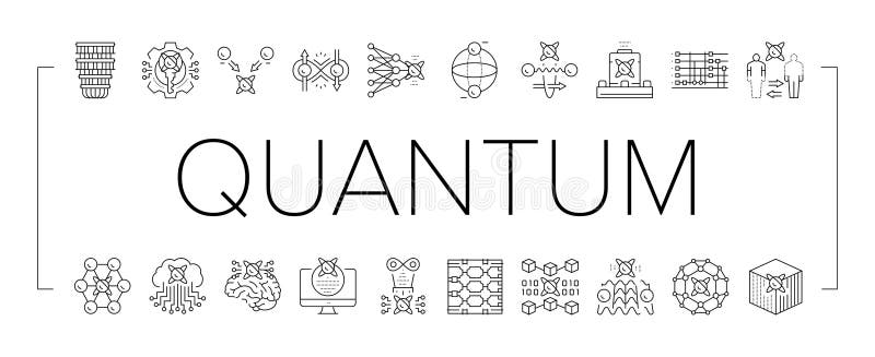 Quantum Technology Data Science Icons Set Vector Stock Illustration ...