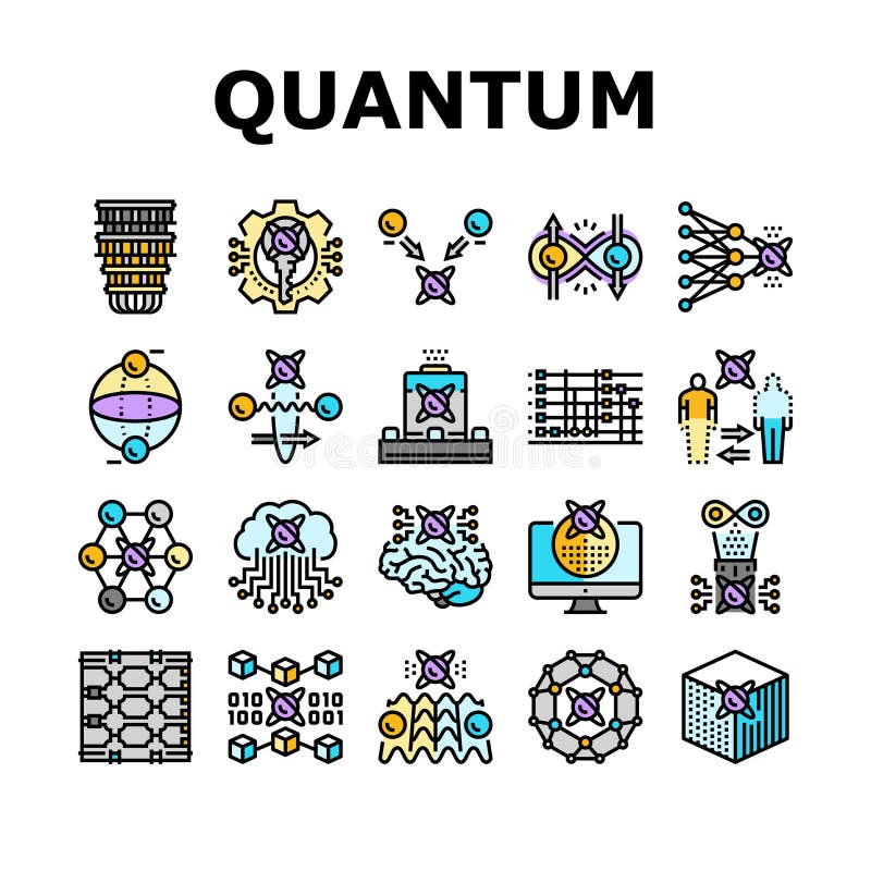 Quantum Technology Data Science Icons Set Vector Stock Vector ...