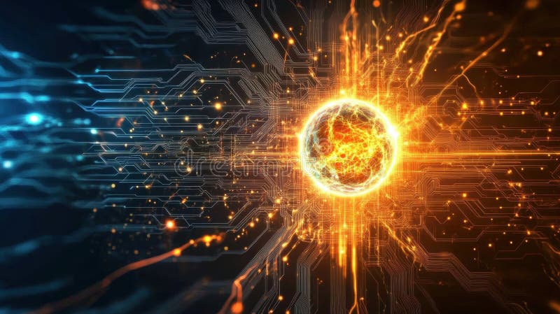 Quantum Technology Futuristic Circuit Board and Wave Explosion Concept ...