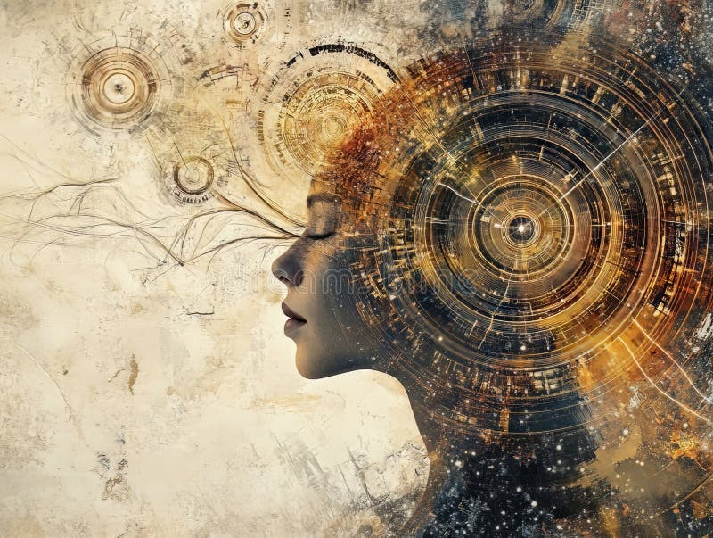 Quantum Woman portrait stock illustration. Illustration of abstract ...