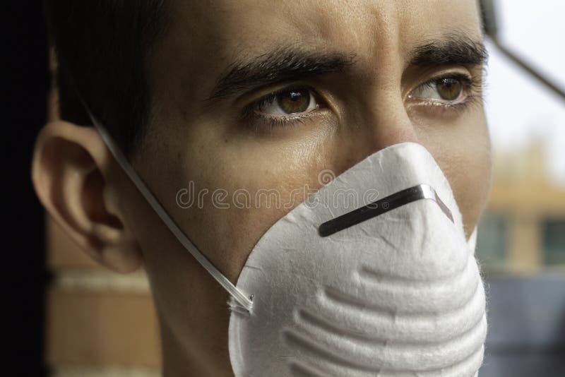 Quarantine Day for a Young Man with a Mask Stock Image - Image of ...
