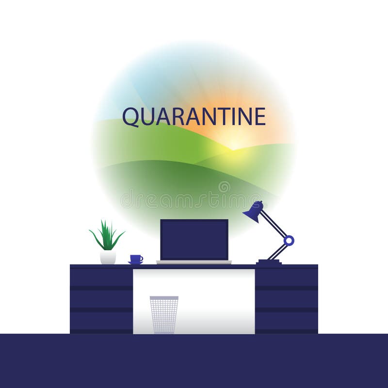 In Quarantine - Desk with Laptop Computer, Remote or Freelance Work ...