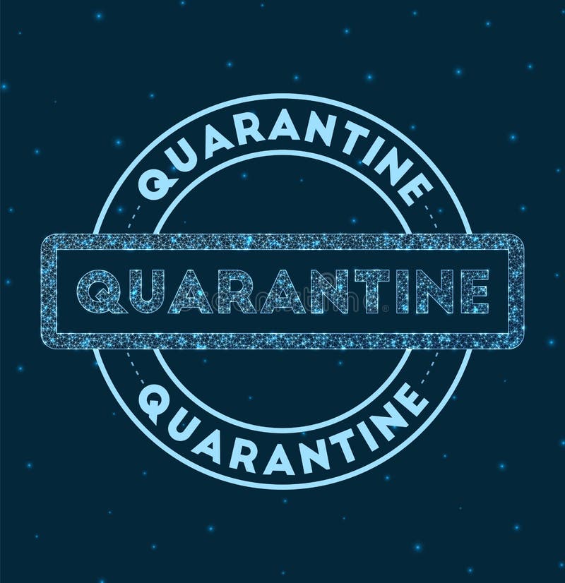 Quarantine. Glowing Round Badge Stock Vector - Illustration of network ...