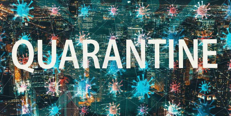 Quarantine Theme with Night Cityscape Stock Illustration - Illustration ...