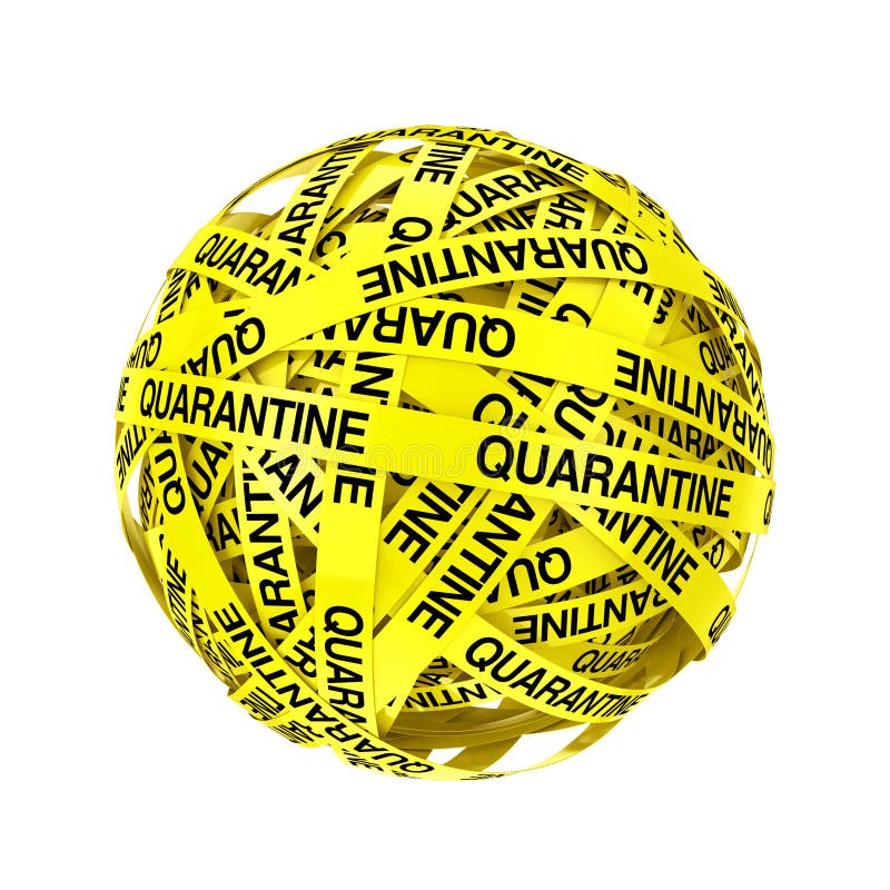 Quarantine Yellow Tape Strips in Shape of Ball or Sphere. 3d Rendering ...