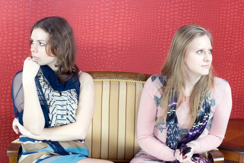 Two Upset Young Women with Different Opinions Stock Photo - Image of ...