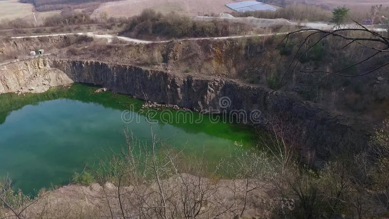 Quarry Abandoned Stone Open Pit Filled with Blue Water Stock Footage ...