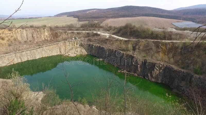 Quarry Abandoned Stone Open Pit Filled with Blue Water Stock Video ...