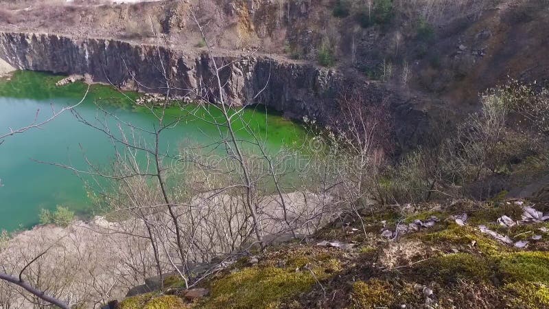 Quarry Abandoned Stone Open Pit Filled with Blue Water Stock Footage ...