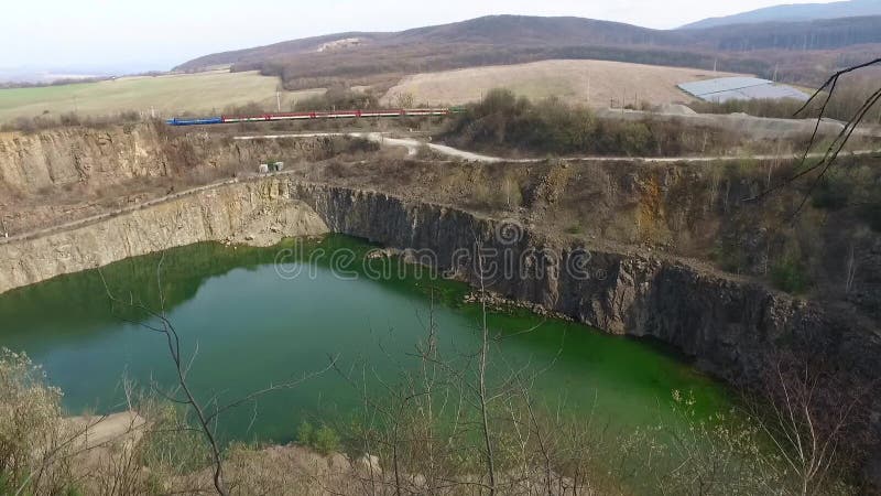 Quarry Abandoned Stone Open Pit Filled with Blue Water Stock Video ...