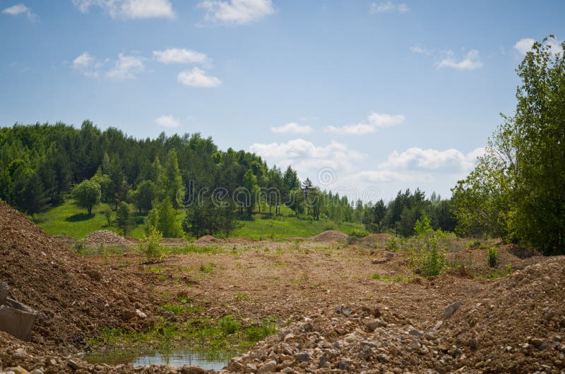 The Quarry, in the Background a Forest. Stock Photo - Image of clay ...