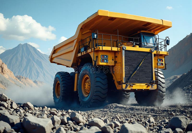 Quarry Dump Truck. Yellow Heavy Mining Industry Vehicle Transporting ...