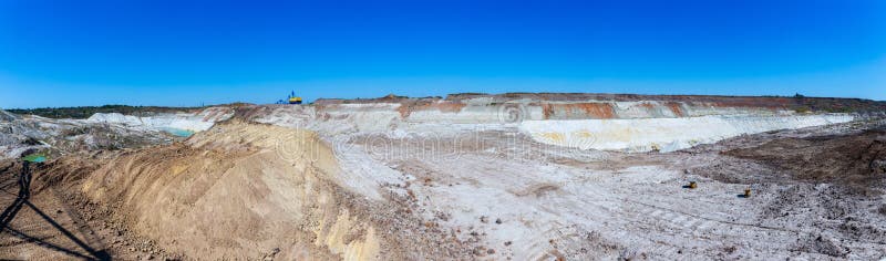 Quarry Extraction Porcelain Claykaolin and Quartz Sand in the Open Pit ...
