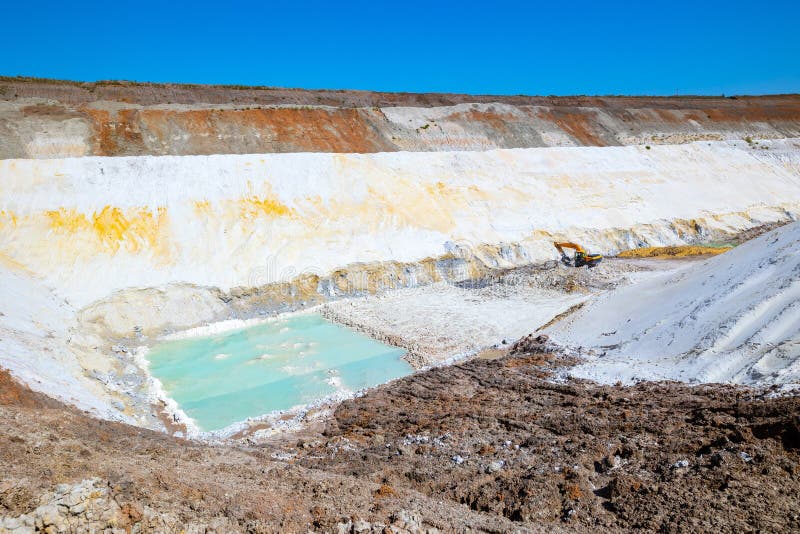 Quarry Extraction Porcelain Claykaolin and Quartz Sand in the Open Pit ...