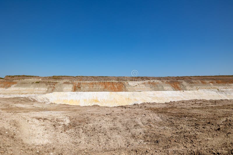 Quarry Extraction Porcelain Claykaolin and Quartz Sand in the Open Pit ...