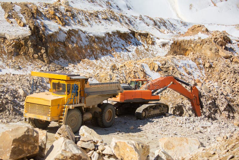 Quarry Extraction of Silicon. Minerals Stock Image - Image of excavator ...