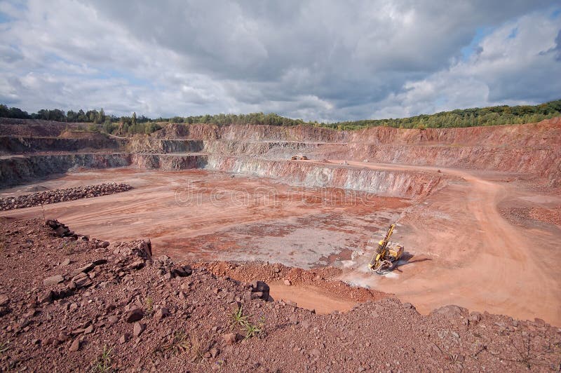 Quarry Mine of Porphyry Rock. Driller in a Mine Stock Photo - Image of ...