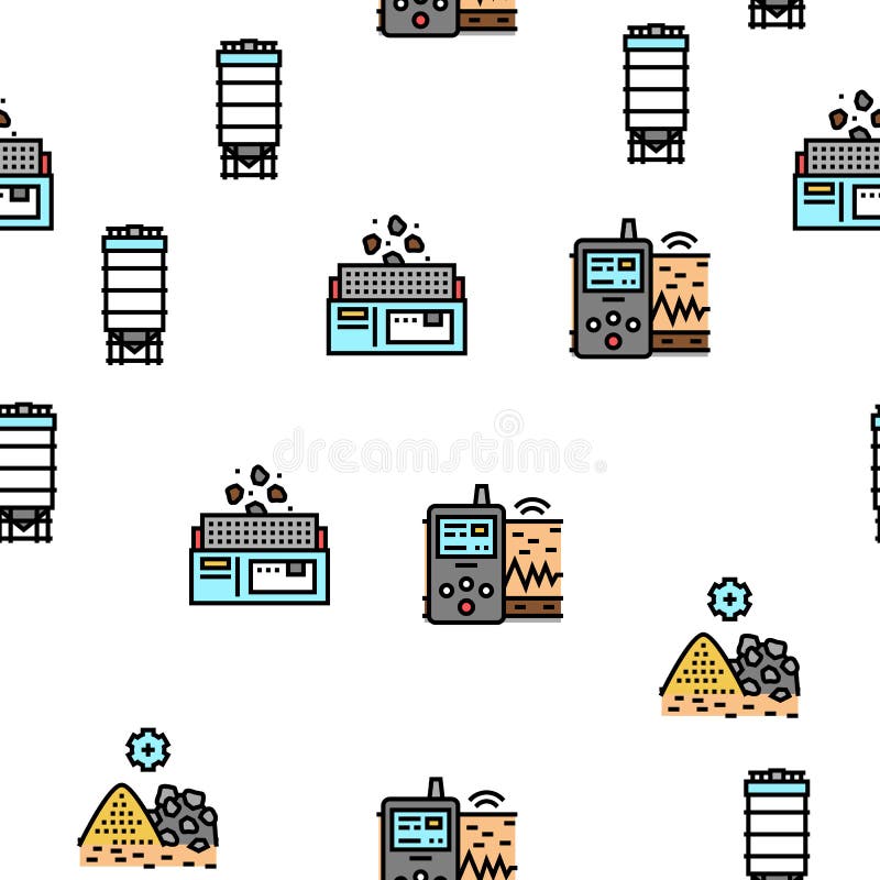 Quarry Mining Industrial Process Vector Seamless Pattern Stock Vector ...