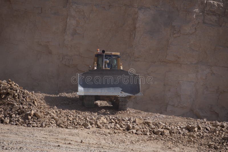 Quarry Mining Movers Excavators Working on Breaking the Rocks Editorial ...